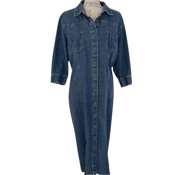 Faded Glory | Dresses | Faded Glory Dark Blue Denim Midi Dress | Poshmark